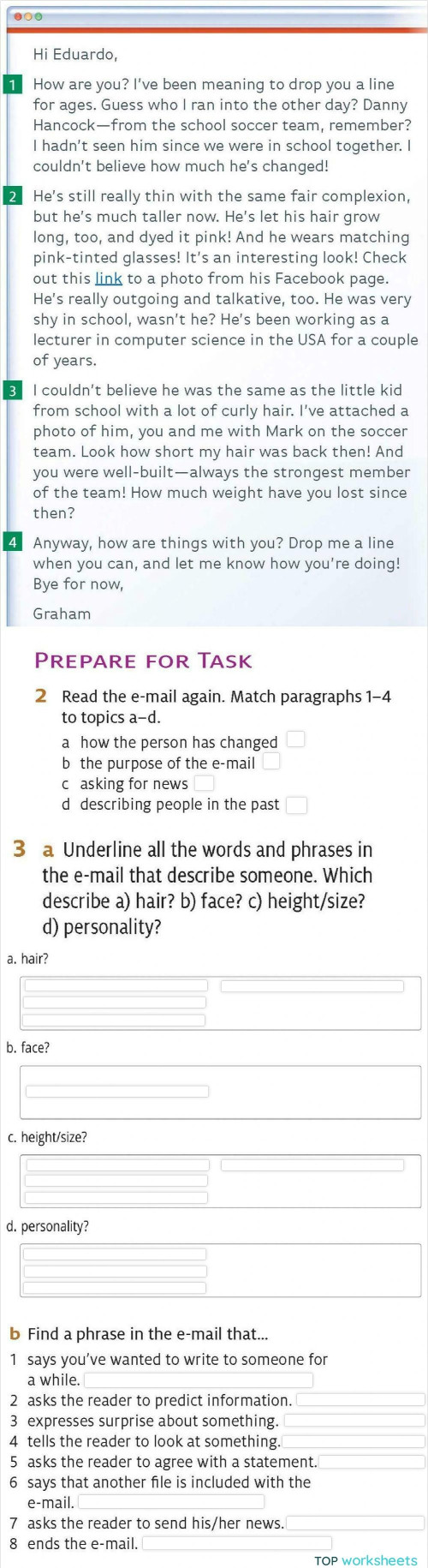 Writing 1 Int10. Interactive worksheet | TopWorksheets