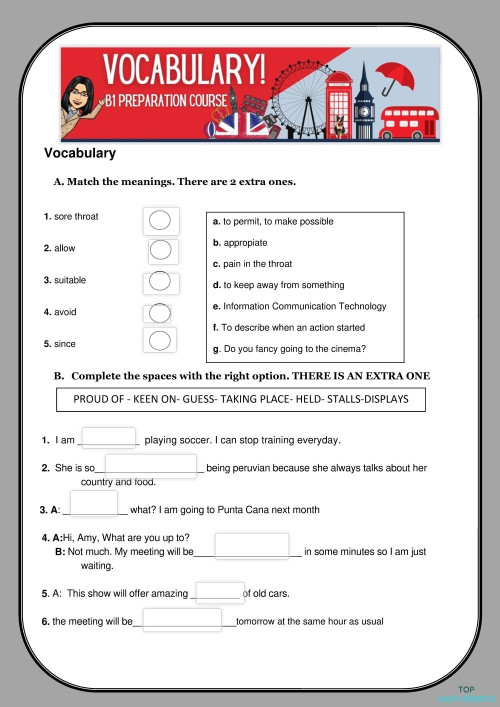 vocabulary b1. Interactive worksheet | TopWorksheets