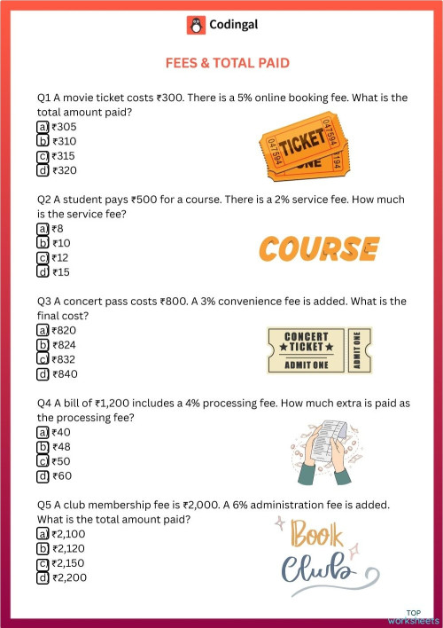 M_G07M04L14_WC02_Understanding_Fees_and_Percent_Problems_2. Interactive worksheet | TopWorksheets
