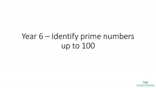 Year 6 - Identify prime number up to 100. Interactive worksheet ...