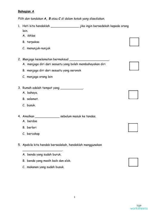 STA 1 MIB Tahun 3. Interactive worksheet | TopWorksheets