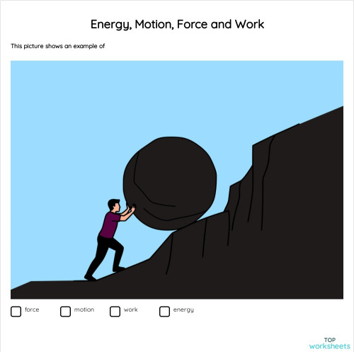 Energy, Work, Force and Motion. Interactive worksheet | TopWorksheets
