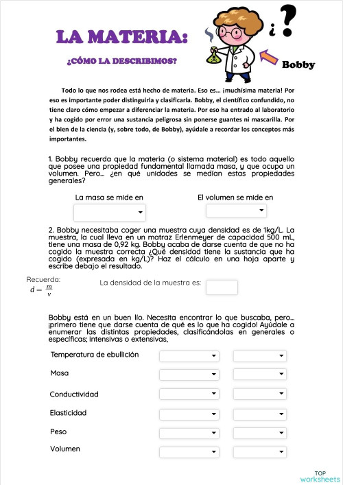 2º ESO - Materia (I.E.S. Miraya del Mar). Ficha interactiva | TopWorksheets