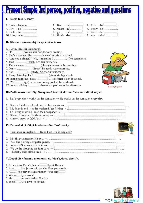 Present simple exercises 4. Interactive worksheet | TopWorksheets