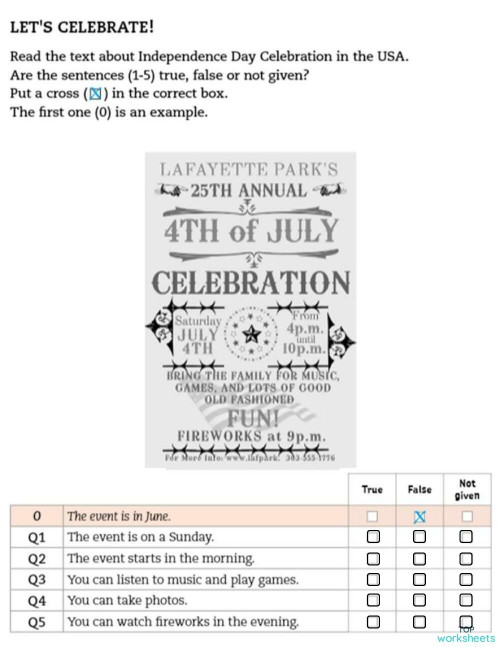 LET'S CELEBRATE!. Interactive worksheet | TopWorksheets
