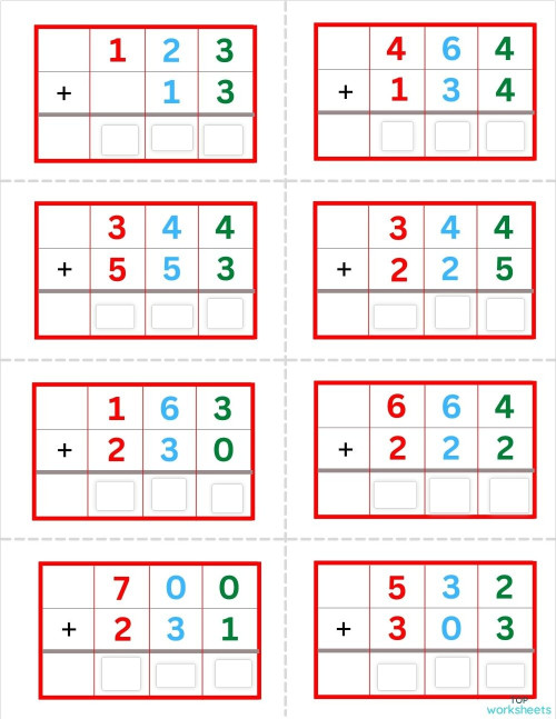 Addition Practice 3 Digit. Interactive worksheet | TopWorksheets