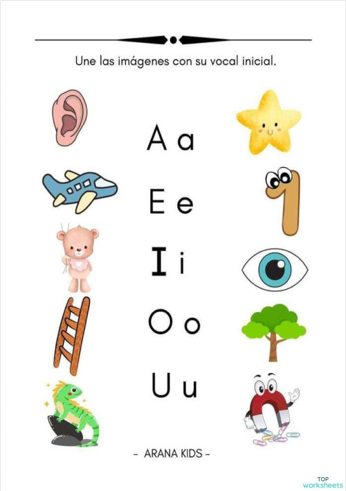 Vocales: fichas interactivas y ejercicios online | TopWorksheets