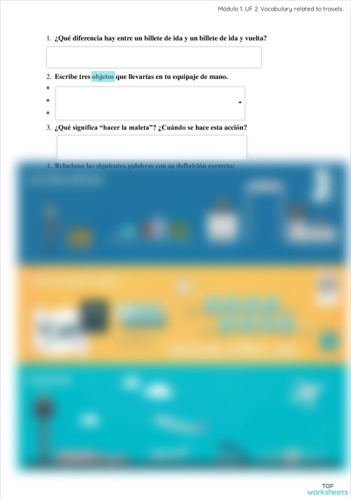 Vocabulary related to travels.. Interactive worksheet | TopWorksheets