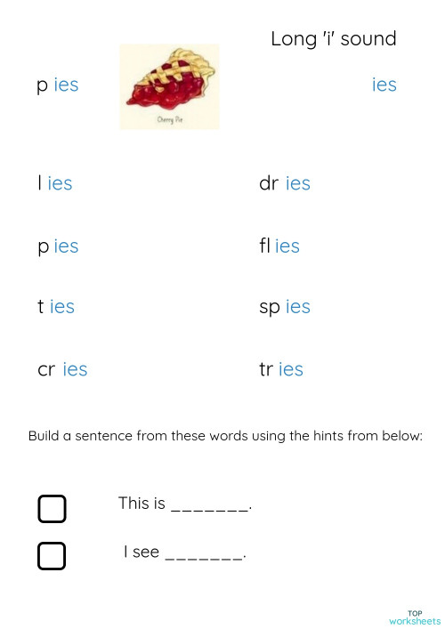 Long 'i' sound II. Interactive worksheet | TopWorksheets