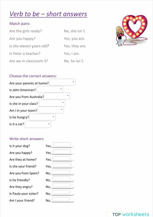 To be short answers. Interactive worksheet | TopWorksheets