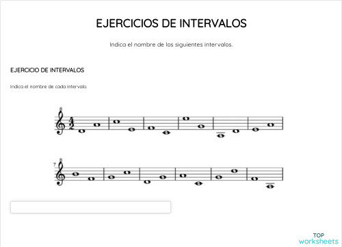 EJERCICIOS DE INTERVALOS. Ficha interactiva | TopWorksheets