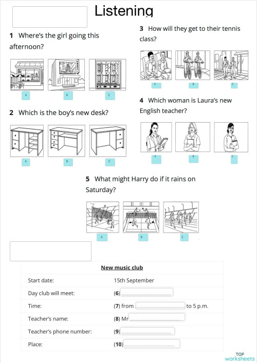 Listening A2. Interactive worksheet | TopWorksheets