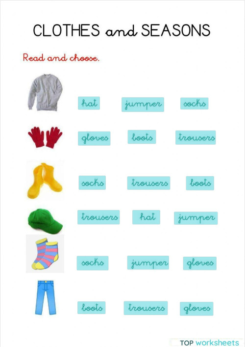 Clothes and seasons. Interactive worksheet | TopWorksheets