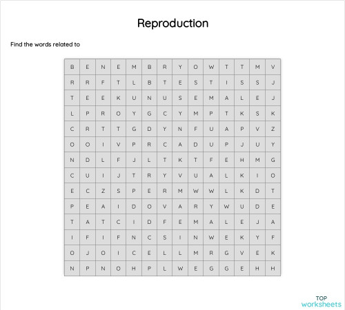Reproduction. Interactive worksheet | TopWorksheets