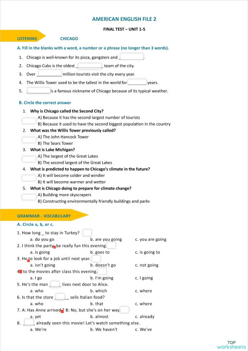 Aef2 Final Test 1 5 Interactive Worksheet Topworksheets