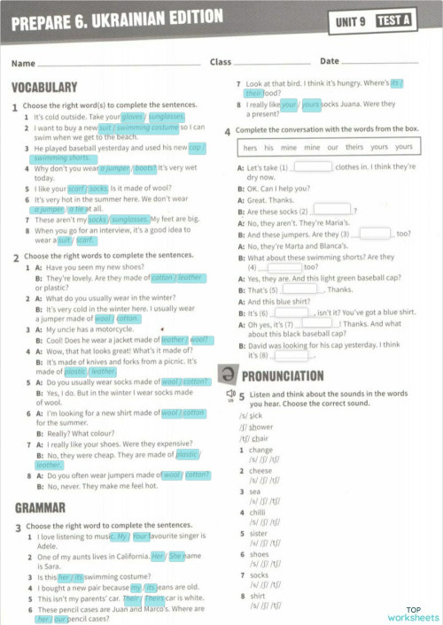 Prepare 6 Unit 9. Interactive worksheet | TopWorksheets