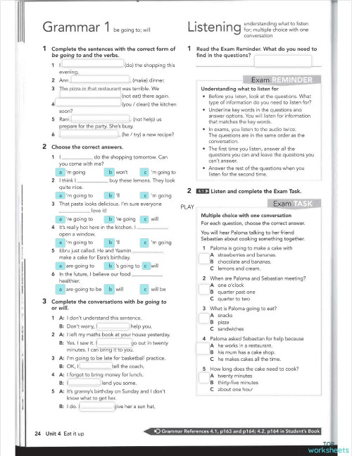 Close-Up A2 U4 Grammar. Interactive worksheet | TopWorksheets