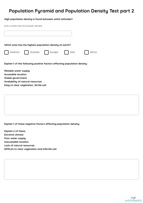 Population Pyramid and Population Density Test part 2. Interactive ...
