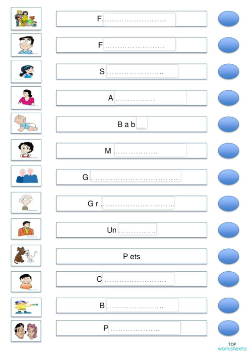 Family Members - SPELLING. Interactive worksheet | TopWorksheets