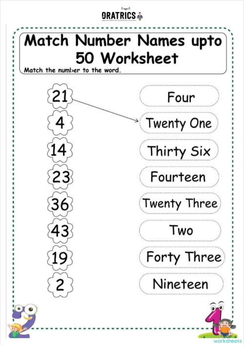 Match Number Names. Interactive worksheet | TopWorksheets