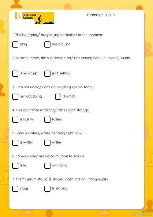 Grammar - Unit 1. Interactive worksheet | TopWorksheets