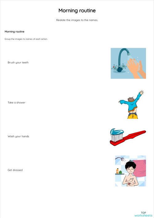 Morning routine. Interactive worksheet | TopWorksheets