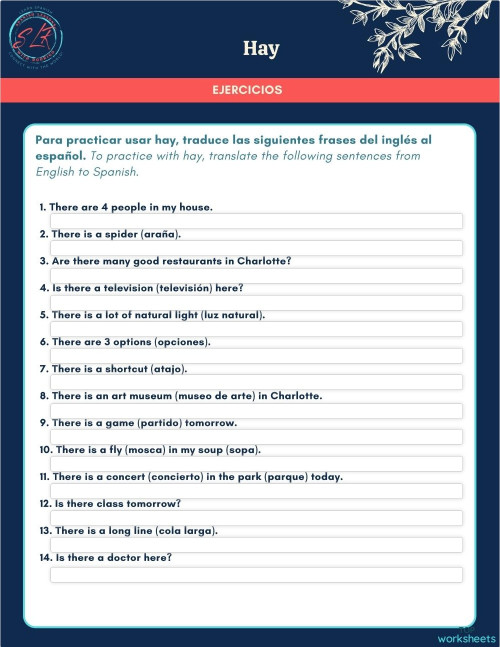 Hay (traduccioness). Ficha interactiva | TopWorksheets