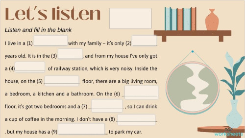 LET'S LISTEN: HOME AND ACCOMMODATION. Interactive worksheet | TopWorksheets