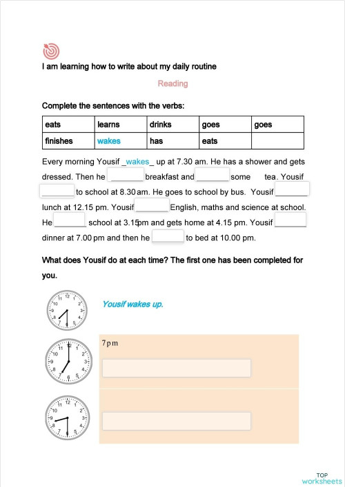 Daily Routine simple verbs. Interactive worksheet | TopWorksheets