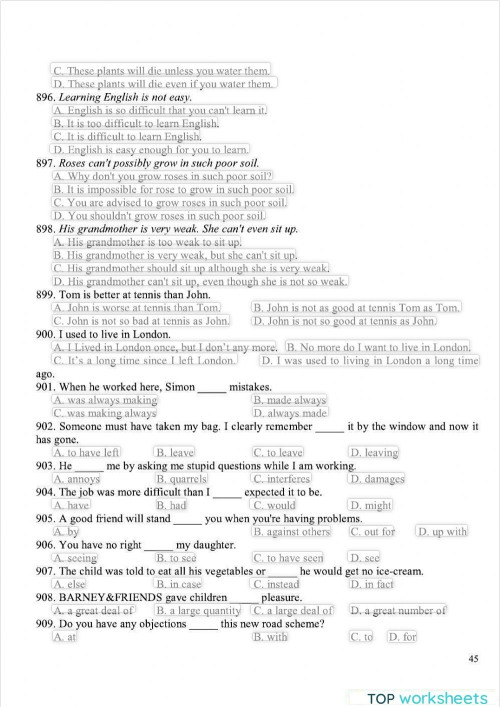 Test 12 - English. Interactive worksheet | TopWorksheets