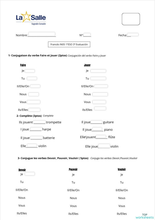 FRANCES: fichas interactivas y ejercicios online | TopWorksheets