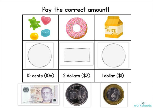 Money (Coins and Notes 1). Interactive worksheet | TopWorksheets