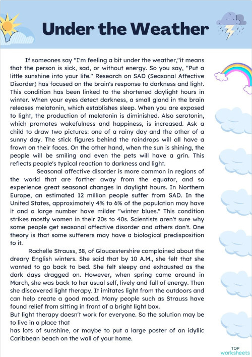 Under the weather ใบงานเชิงโต้ตอบ | TopWorksheets