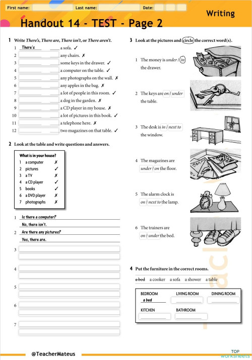 Handout 14 - TEST - Page 2 - Writing (Copied). Interactive worksheet ...