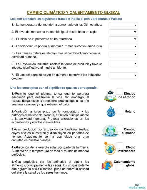 Cambio climático. Ficha interactiva | TopWorksheets