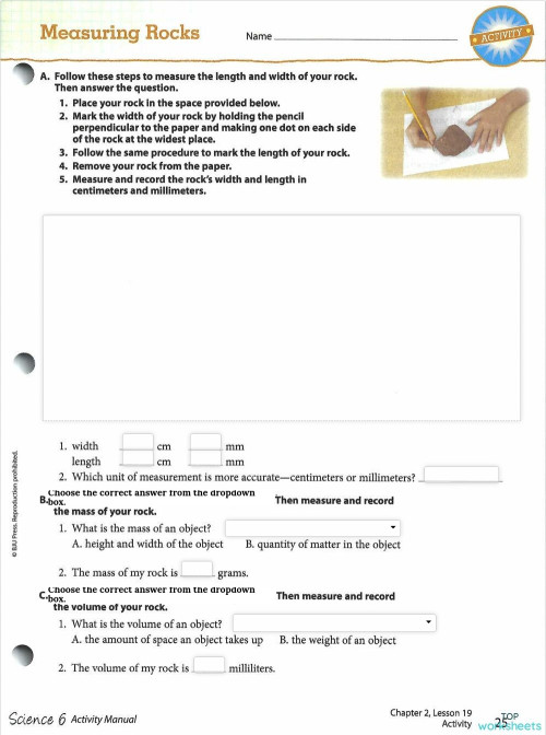 Measuring Rocks Pg 25. Interactive worksheet | TopWorksheets