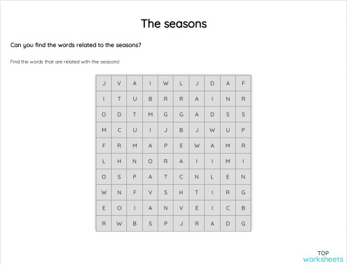 The seasons. Ficha interactiva | TopWorksheets