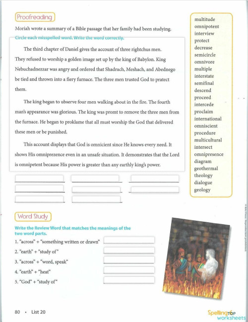 List 20: Proofreading Pg 80. Interactive worksheet | TopWorksheets