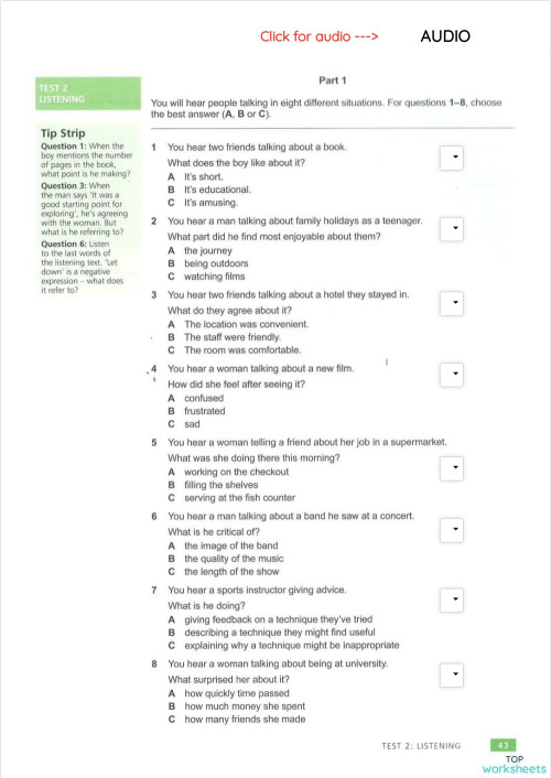 Listening: interactive worksheets and online exercises | TopWorksheets