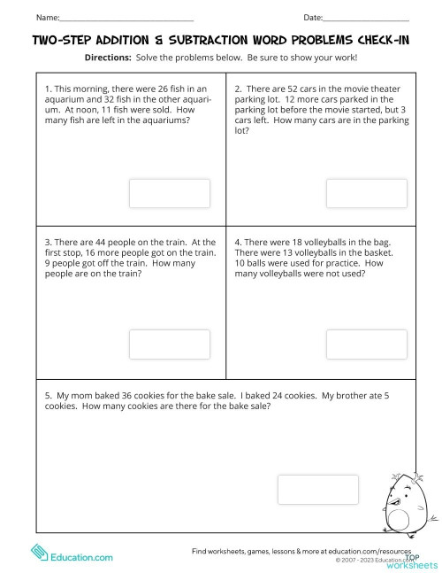 Two-Step Addition and Subtraction. Interactive worksheet | TopWorksheets
