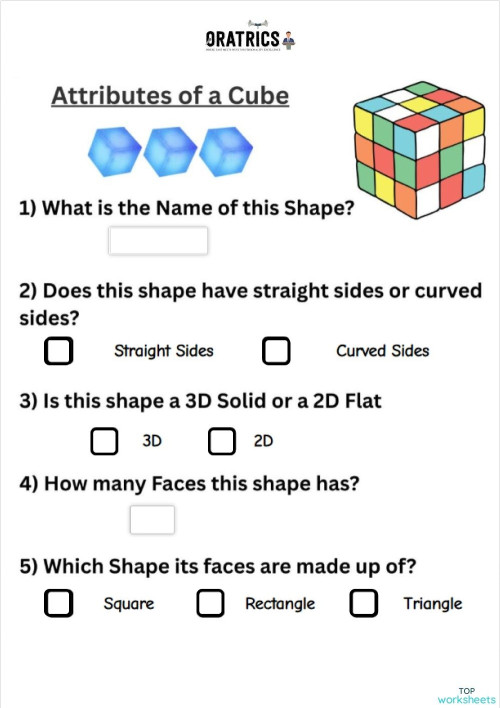 Trace the cube CC. Interactive worksheet | TopWorksheets