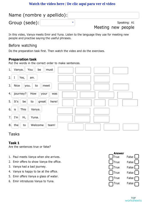 Meeting New People 2 👋🏻 Centro Digital (EASY).. Interactive worksheet ...