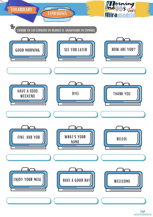 expresiones. Interactive worksheet | TopWorksheets