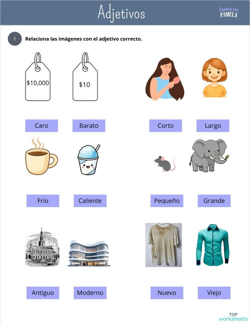LOS ADJETIVOS. Ficha interactiva | TopWorksheets