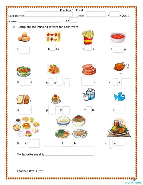 ´PRACTICE FOOD. Interactive worksheet | TopWorksheets