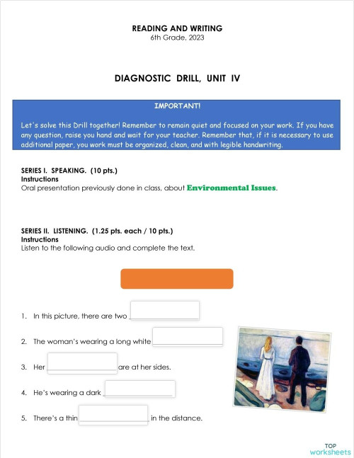 READING AND WRITING DD 6TH FINAL. Interactive worksheet | TopWorksheets