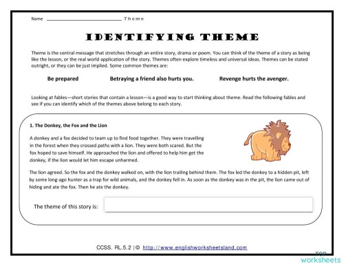 Moral Of The Story Worksheet