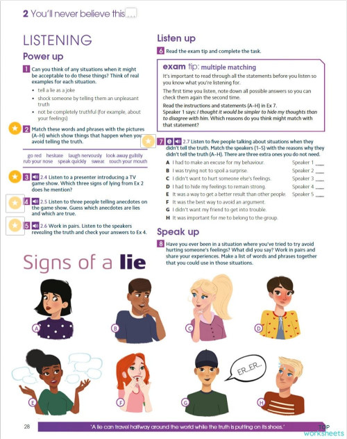 Listening page 28. Interactive worksheet | TopWorksheets