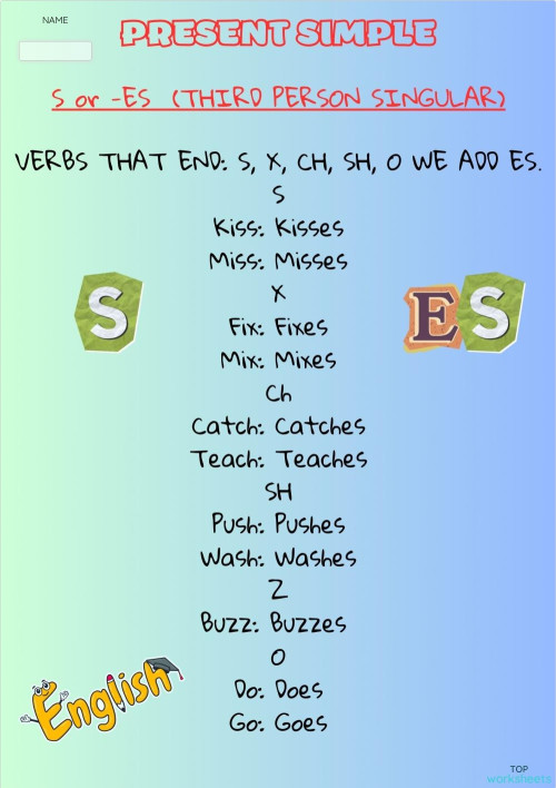-S o -ES PRESENT SIMPLE. Interactive worksheet | TopWorksheets