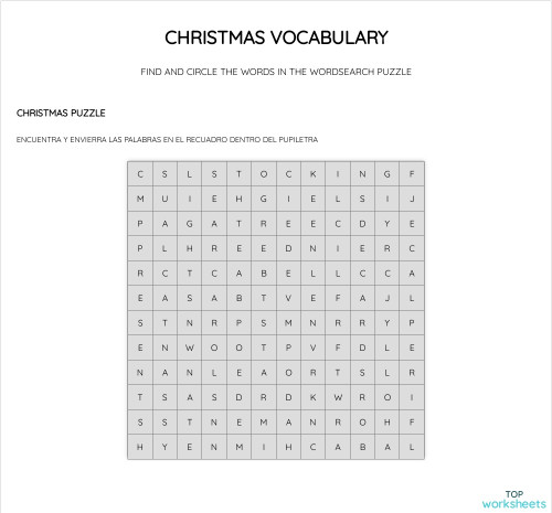 CHRISTMAS VOCABULARY. Interactive worksheet | TopWorksheets